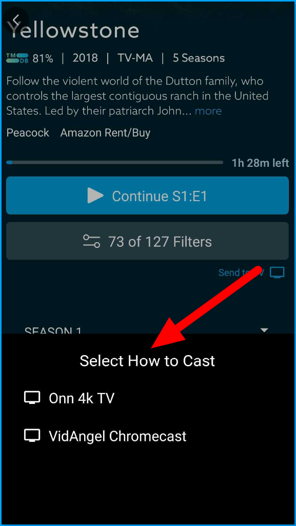Cast to your TV from the mobile app – VidAngel